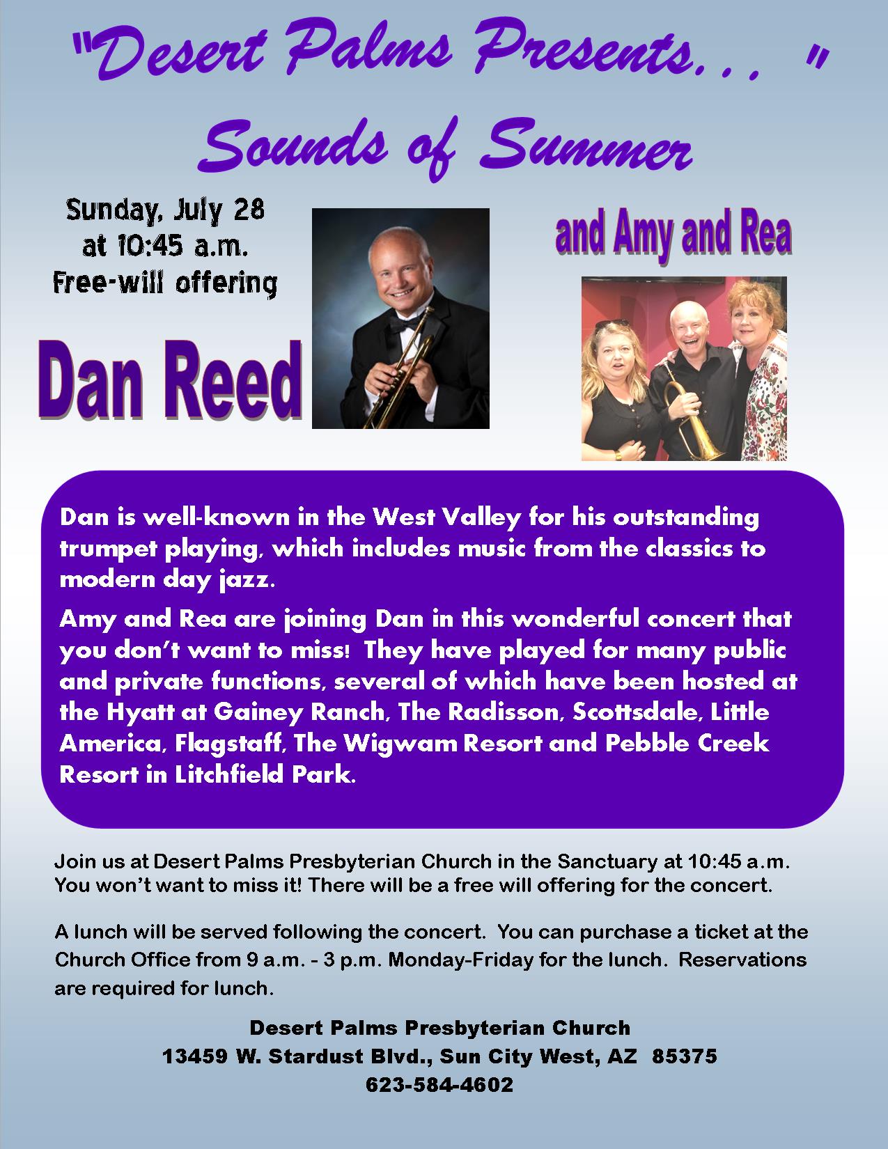 Desert Palms Presents ” Sounds of Summer” – Dan Reed Trumpet